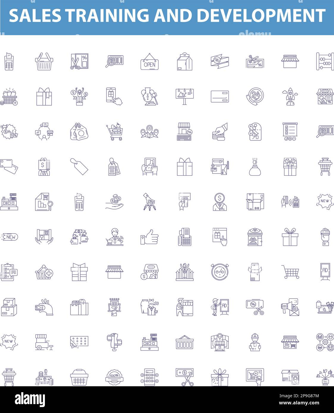 Sales training and development line icons, signs set. sales, training ...