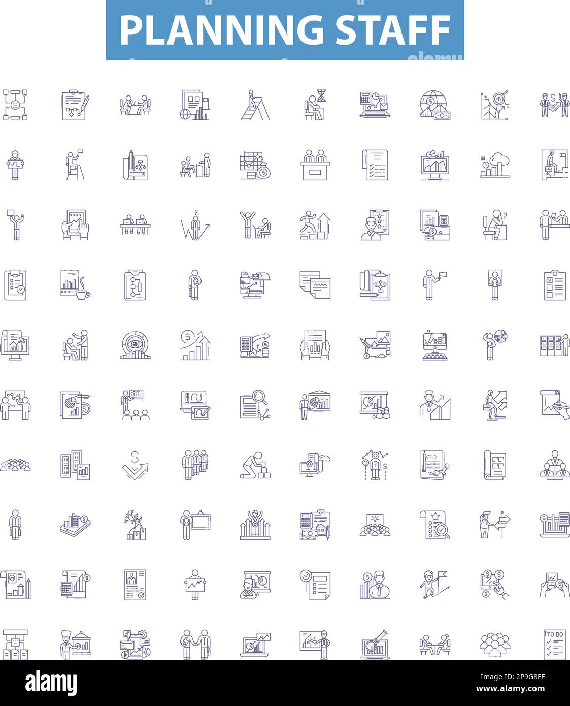 Planning staff line icons, signs set. Staffing, Planning, Organization ...