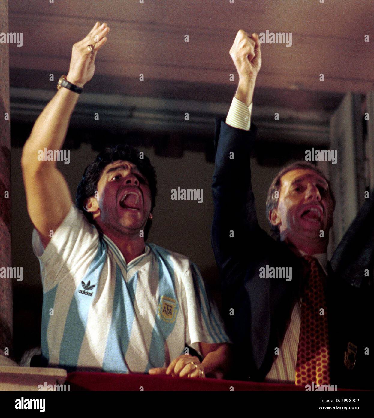 ** FILE ** Argentina's soccer star Diego Maradona, left, and former ...