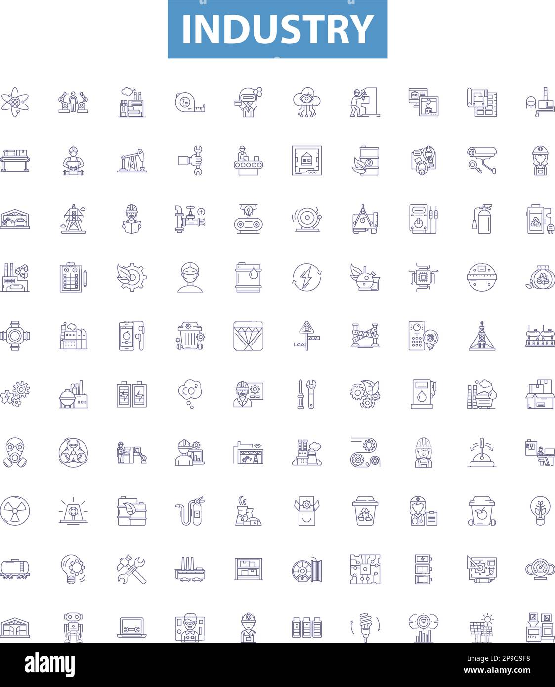 Industry line icons, signs set. Manufacturing, Technology, Production ...