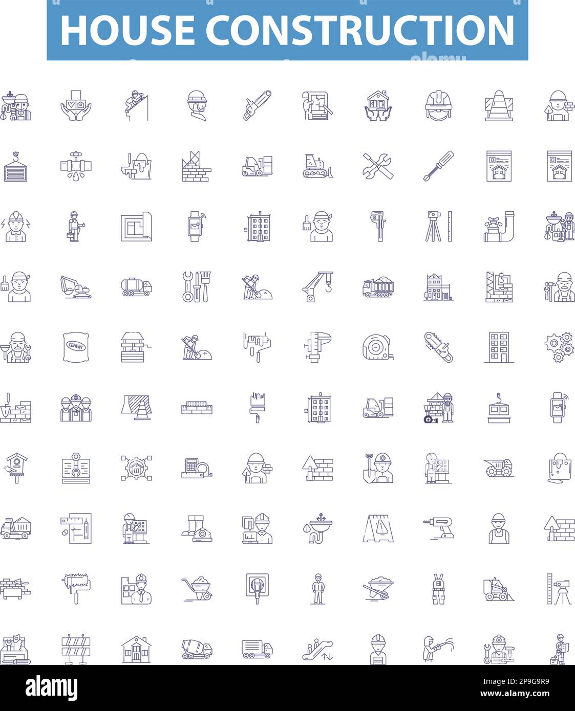 House construction line icons, signs set. Building, Construction ...