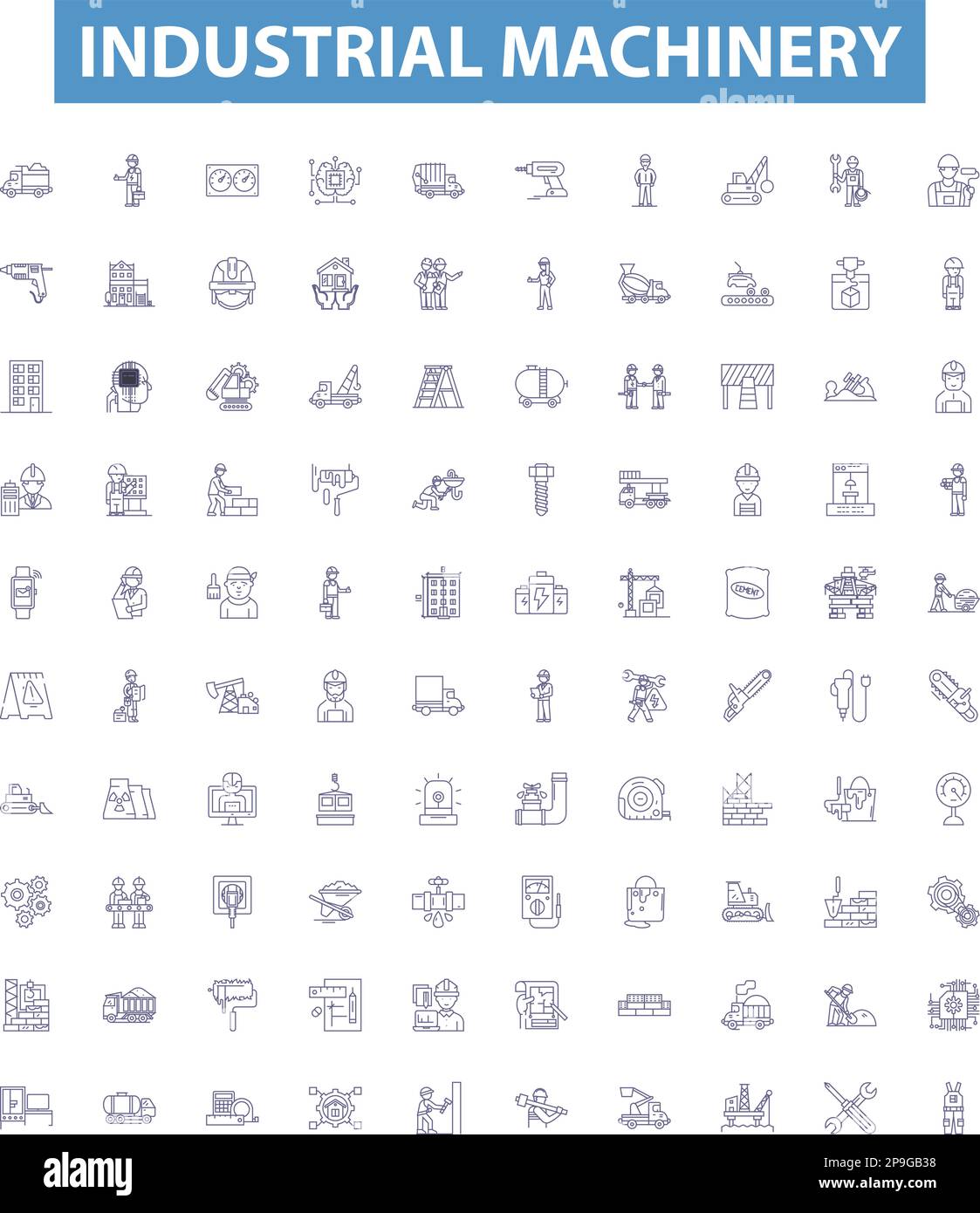 Industrial machinery line icons, signs set. Machinery, Industrial ...