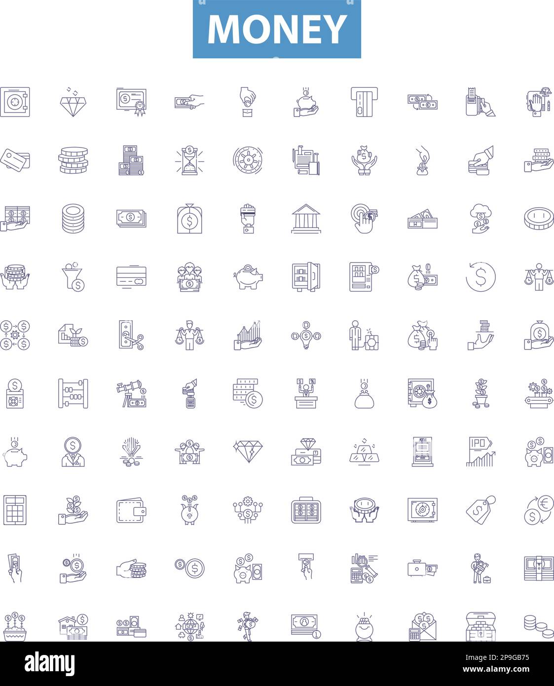 Money line icons, signs set. Cash, Currency, Wealth, Funds, Riches ...