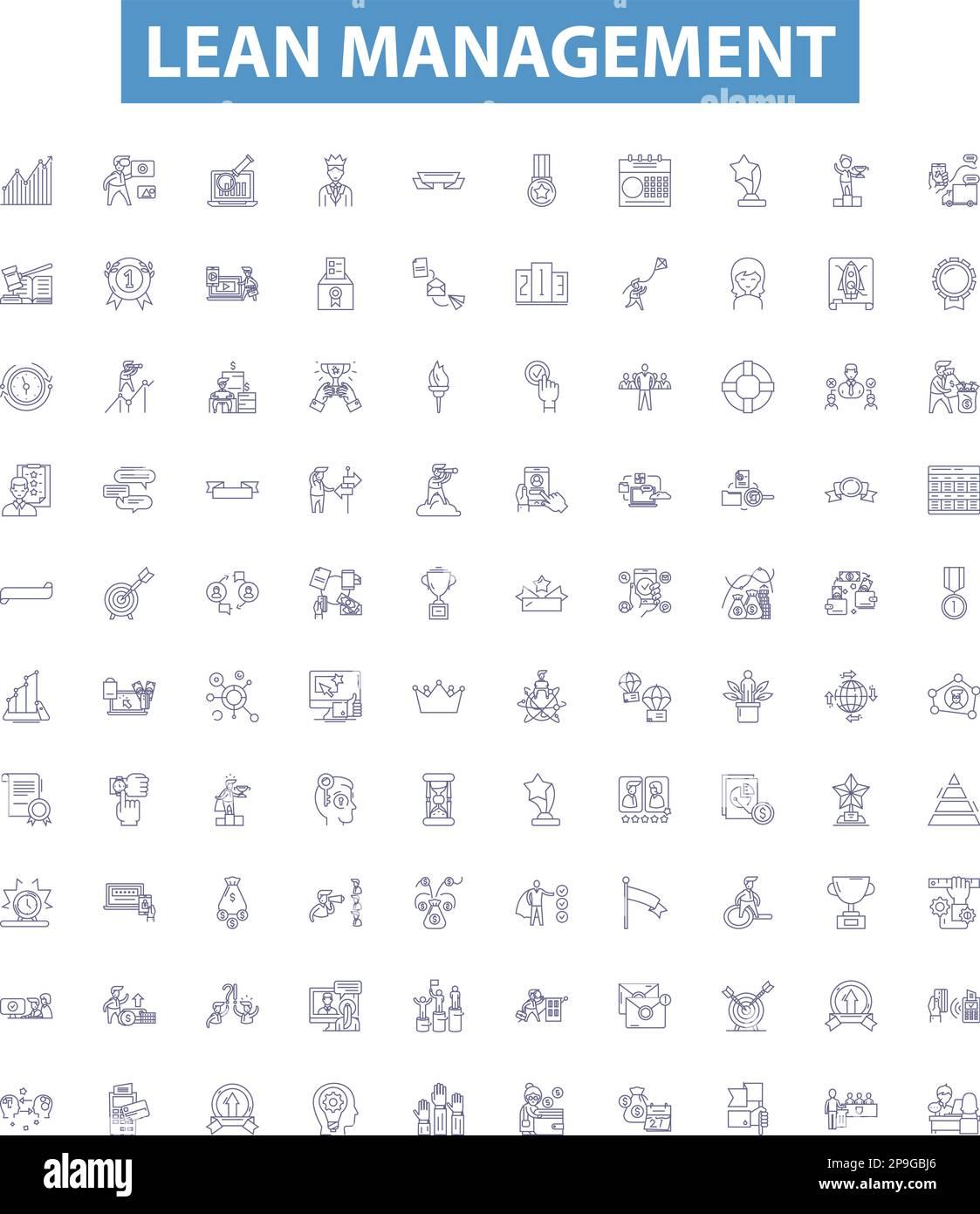 Lean management line icons, signs set. Lean, Management, Efficiency, Cost, Quality, Waste ...