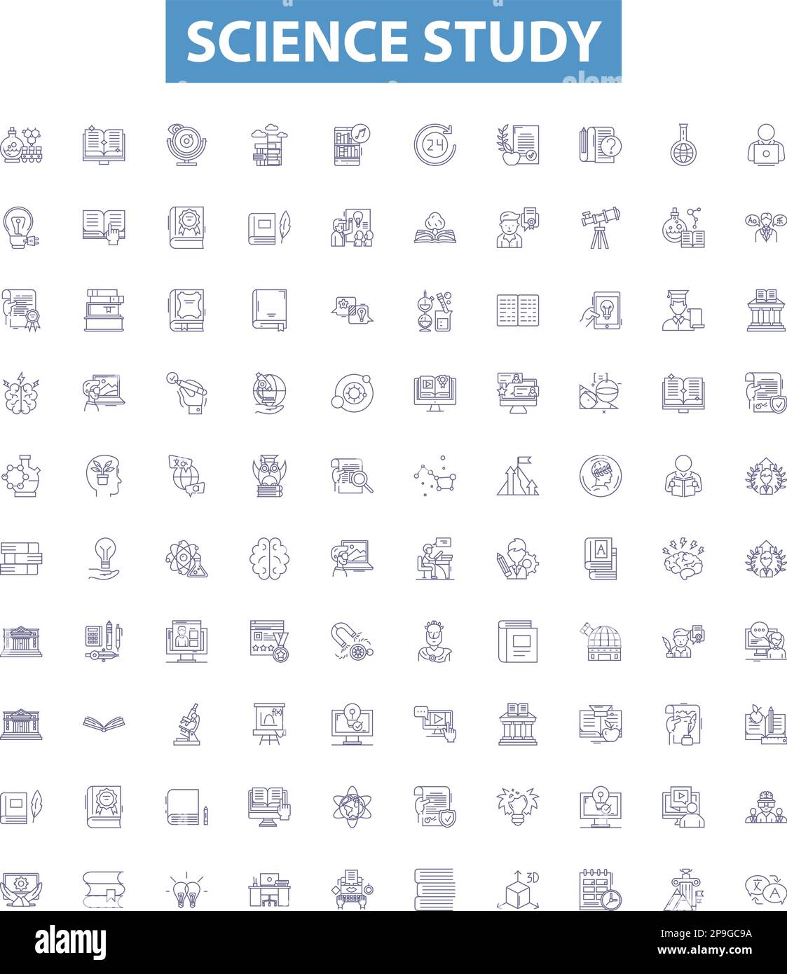 Science study line icons, signs set. Research, Knowledge, Investigation ...