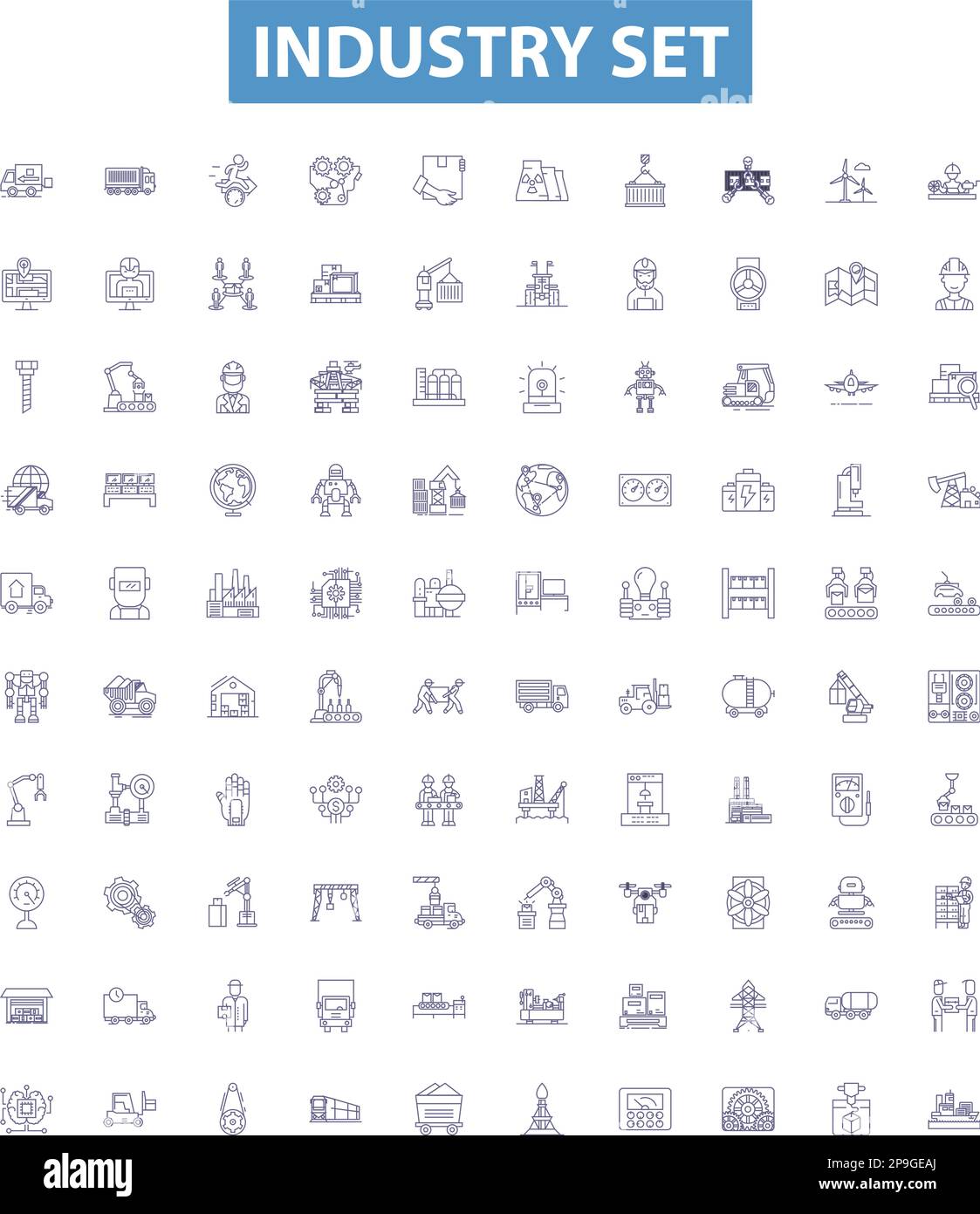 Industry set line icons, signs set. Factory, Industrial, Manufacturing ...