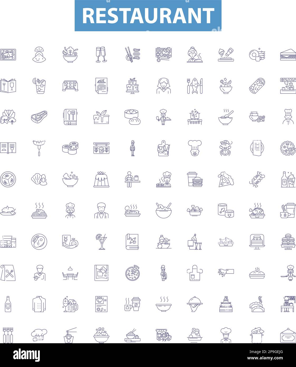 Restaurant line icons, signs set. Restaurant, Dining, Cafe, Eatery ...