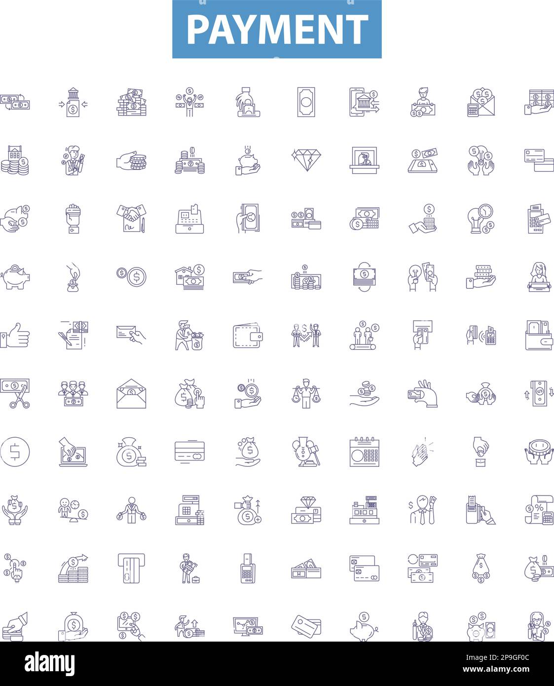 Payment line icons, signs set. Payment, Remittance, Disbursement ...