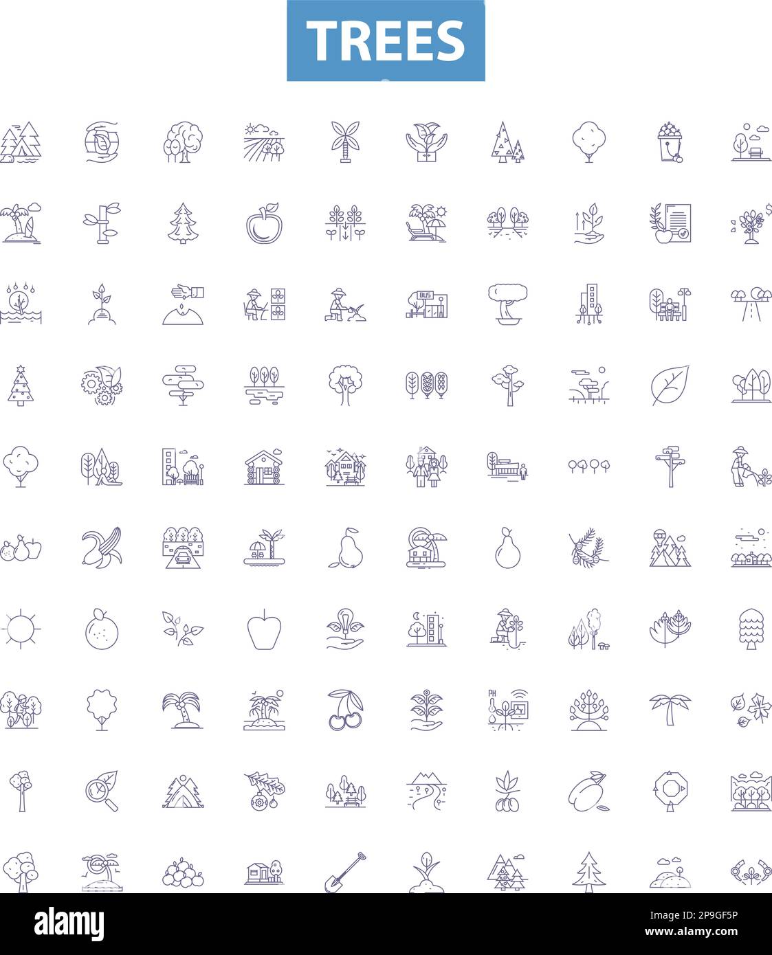 Trees outline icons collection. Tree, Oaks, Maple, Pines, Cedars, Ashes ...