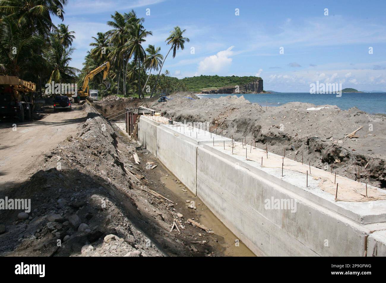 A sea wall, aimed at preventing erosion caused by large-scale sand ...