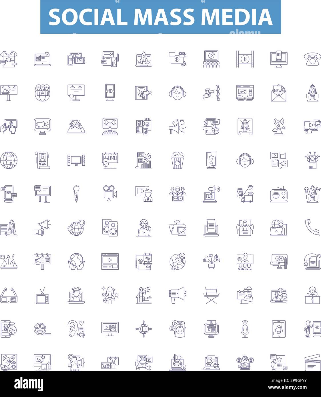 Social mass media line icons, signs set. Social, Media, Mass, Network ... Social mass media line icons, signs set. Social, Media, Mass, Network ...