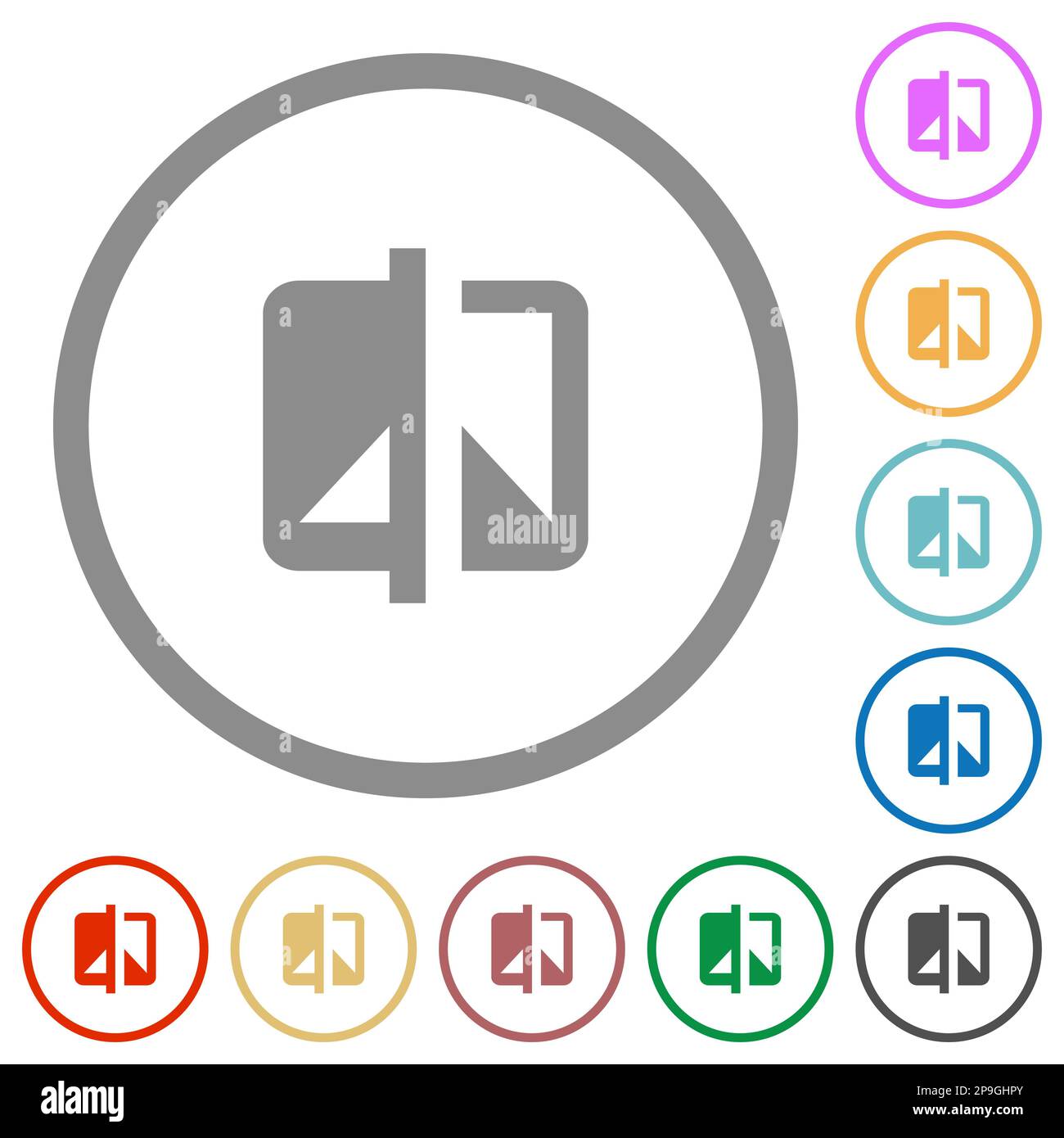 Invert theme flat color icons in round outlines on white background ...