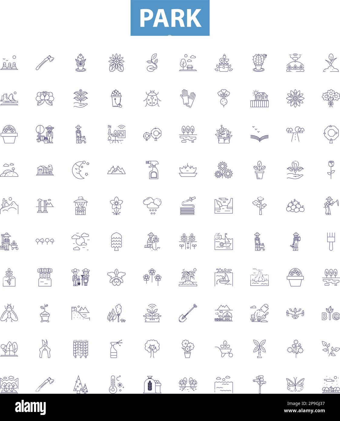 Park line icons, signs set. Park, Parkland, Amusement, Recreation ...