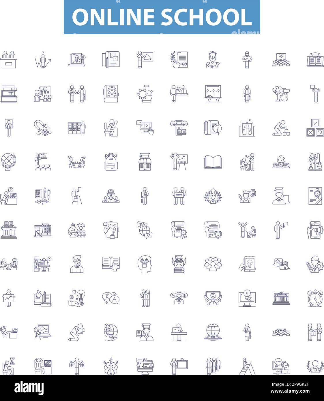 Online school line icons, signs set. E learning, Virtual, Online ... Online school line icons, signs set. E learning, Virtual, Online ...