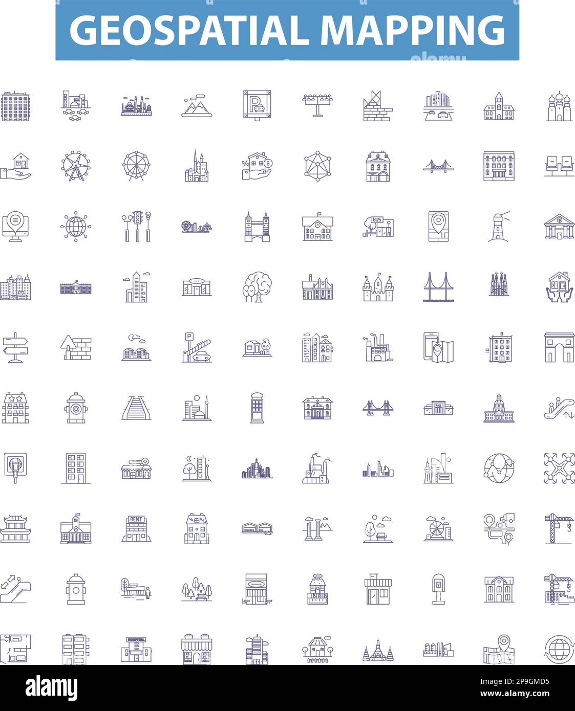 Geospatial mapping line icons, signs set. Geomapping, Geospatial, GIS ... Geospatial mapping line icons, signs set. Geomapping, Geospatial, GIS ...