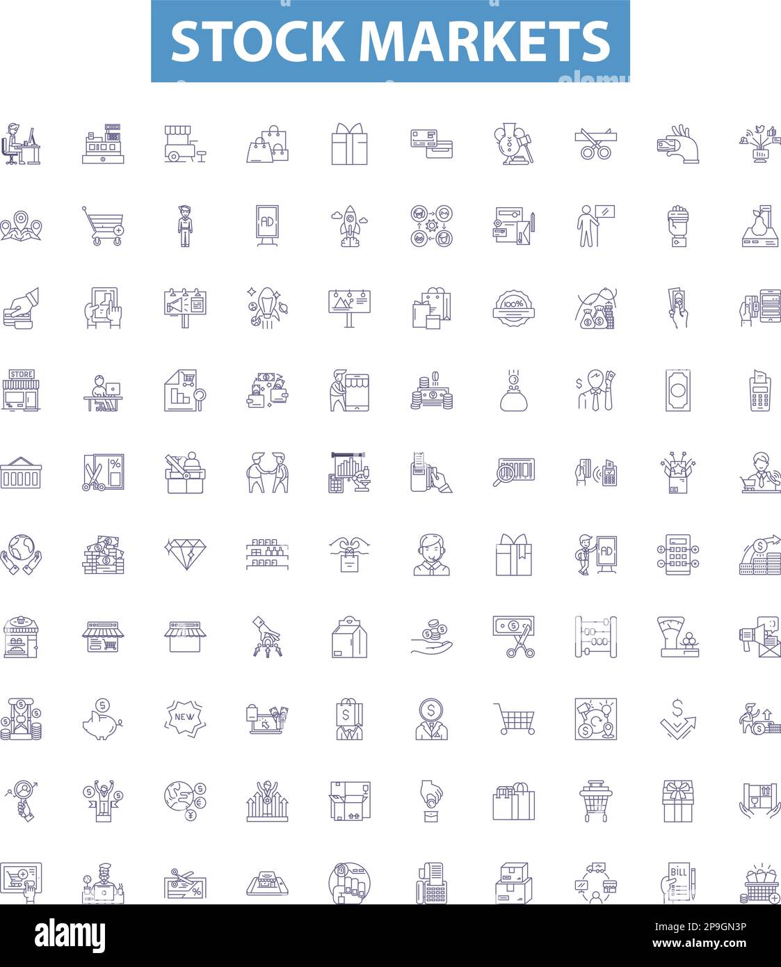 Stock markets line icons, signs set. Stocks, Markets, Equity, Trading ...