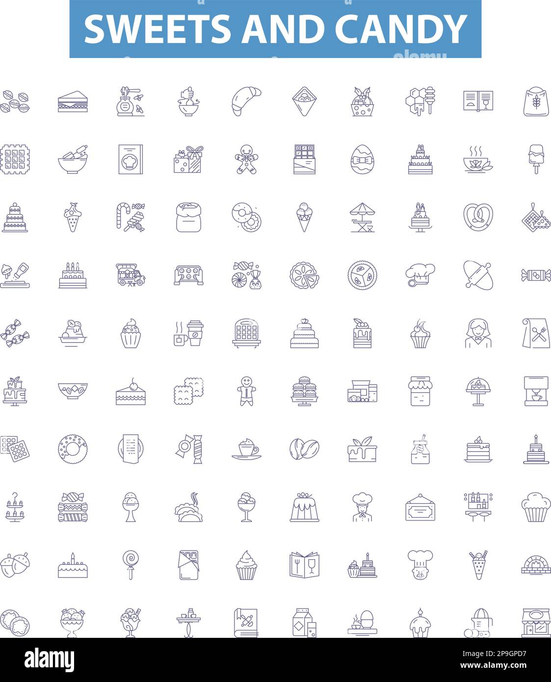 Sweets and candy line icons, signs set. Confectionery, Lollies, Sweets, Candy, Treats ...