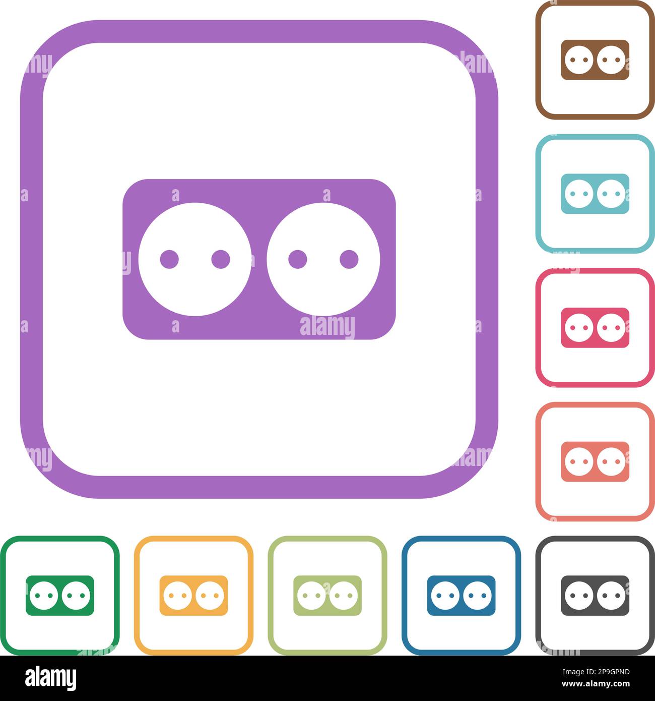 Electrical outlet with two sockets solid simple icons in color rounded ...