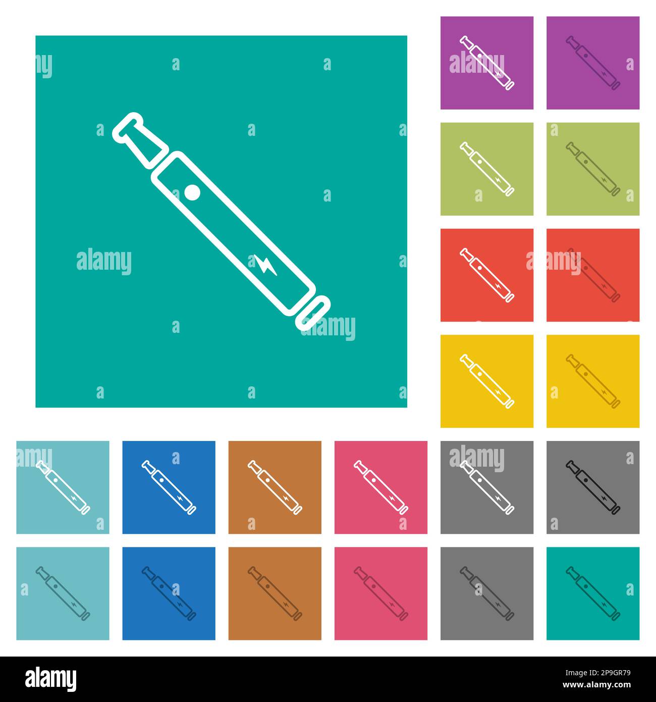 Electronic cigarette outline multi colored flat icons on plain square ...