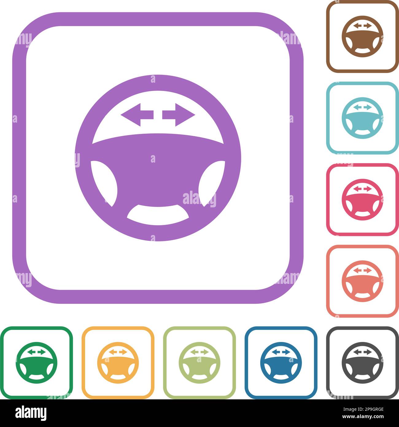 Car turn signal dashboard light simple icons in color rounded square ...