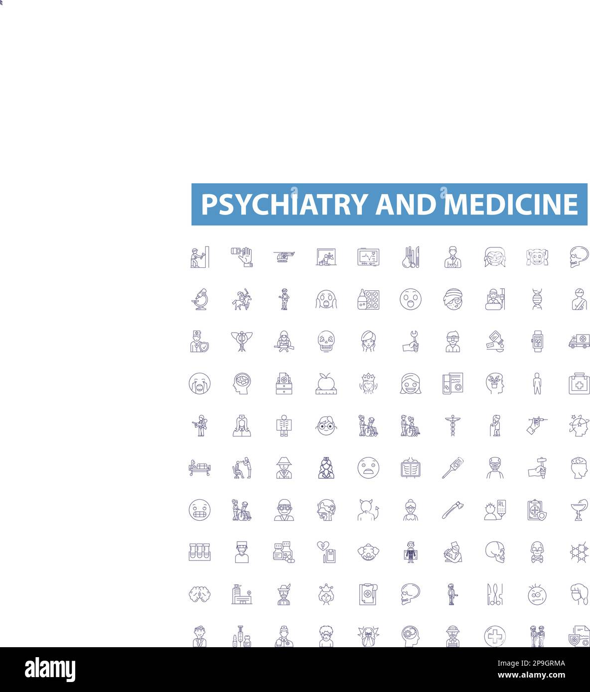 Psychiatry and medicine line icons, signs set. psychiatry, medicine ...