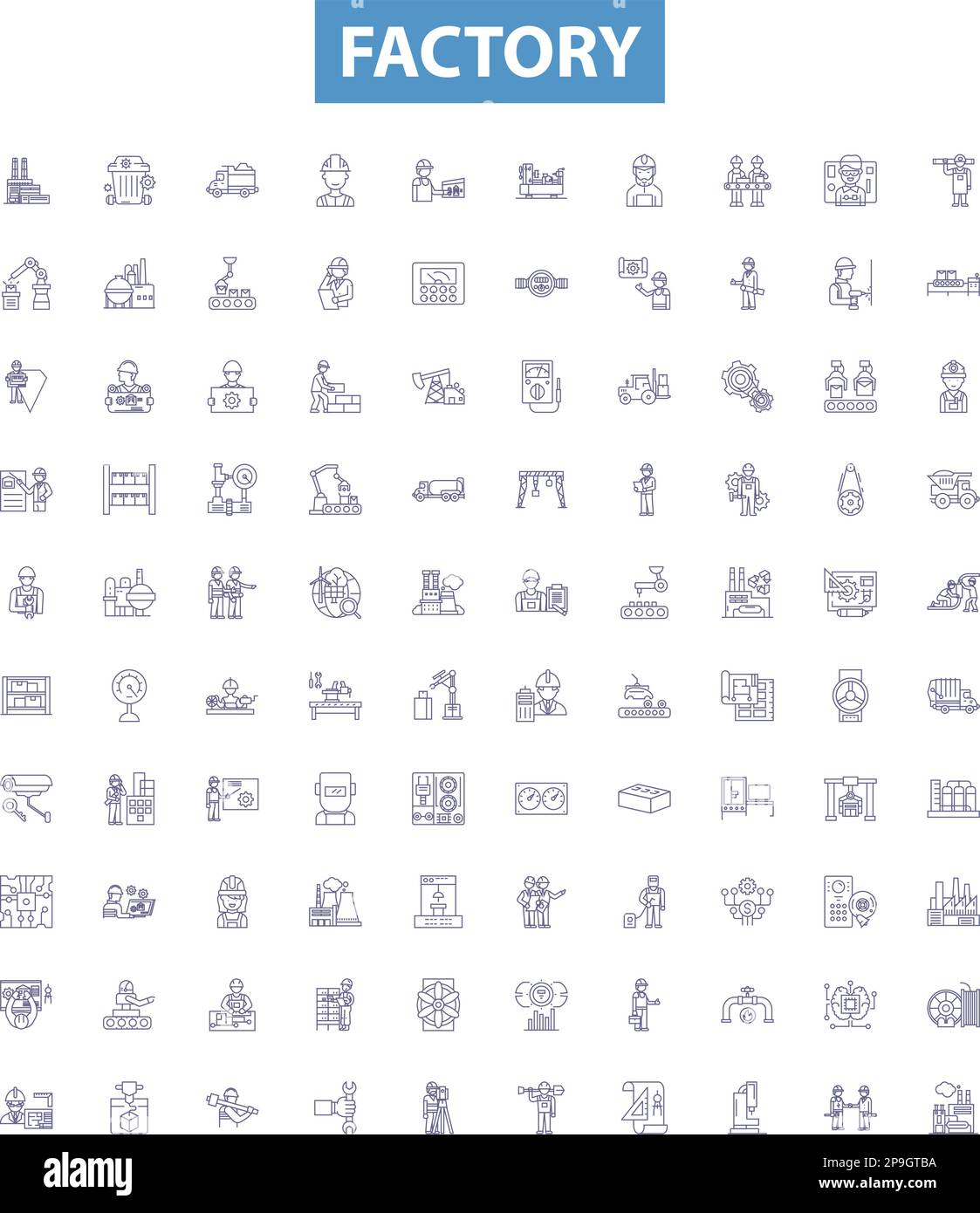 Factory line icons, signs set. Factory, Manufacturing, Industrial ...