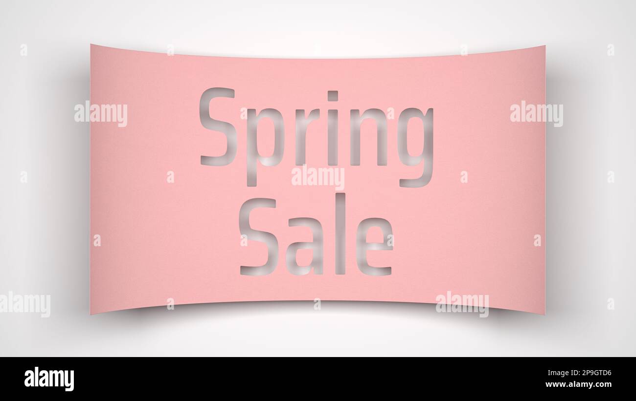 Paper note spring sale on a white background. 3d illustration Stock ...