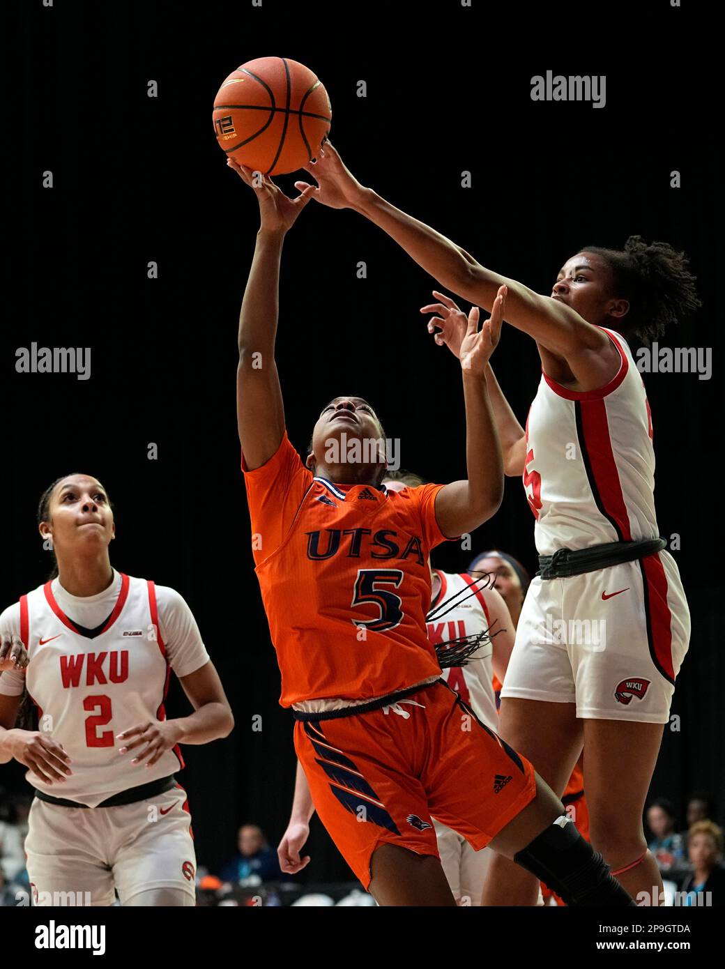 UTSA guard Madison Cockrell (5) has her shot blocked by Western ...
