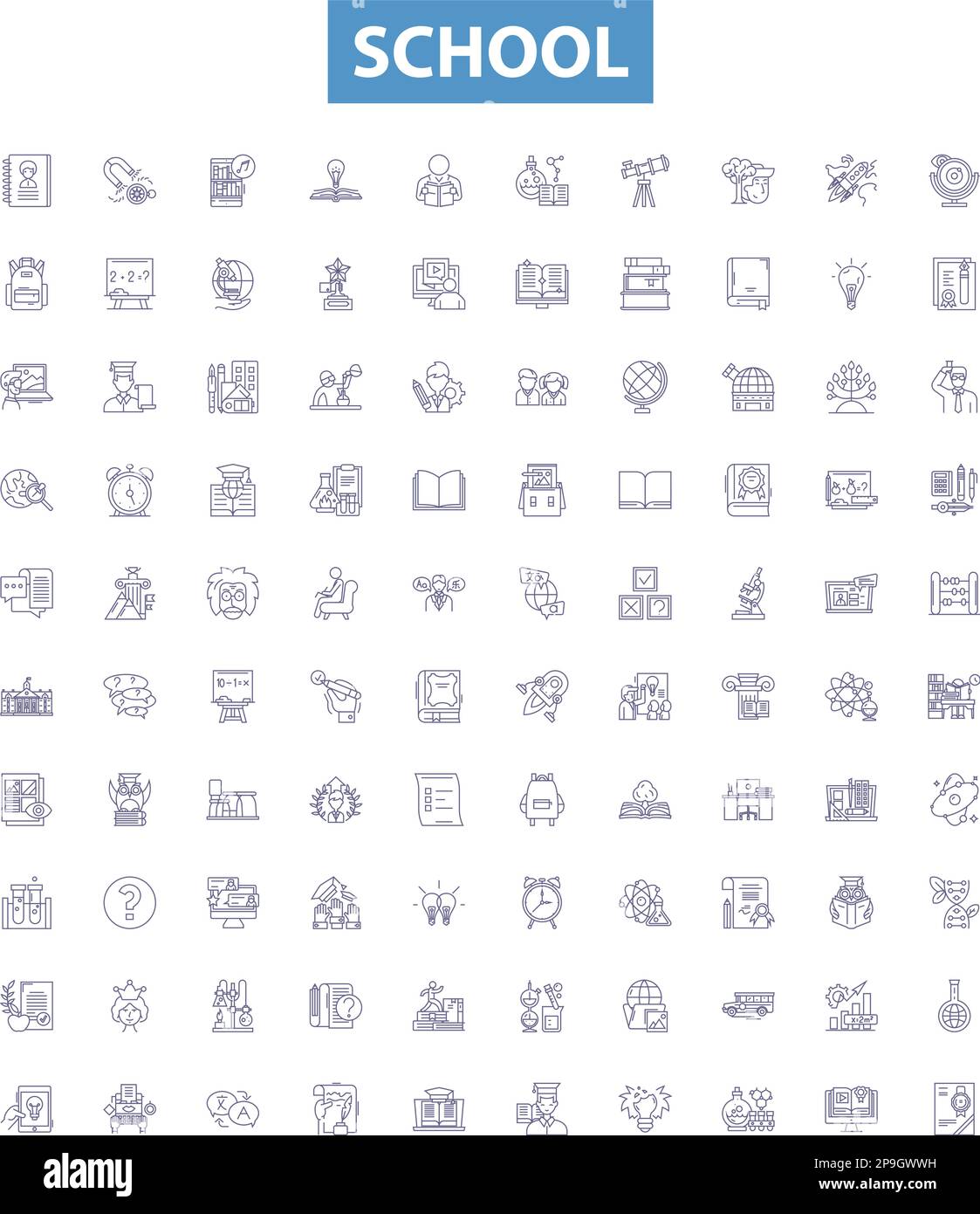 School line icons, signs set. Education, Learning, Knowledge, Students ...