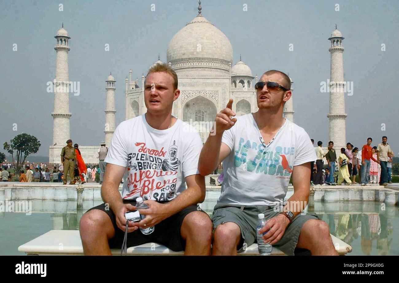 Australian cricketers Doug Bollinger, left and Jason Krejza pose for ...
