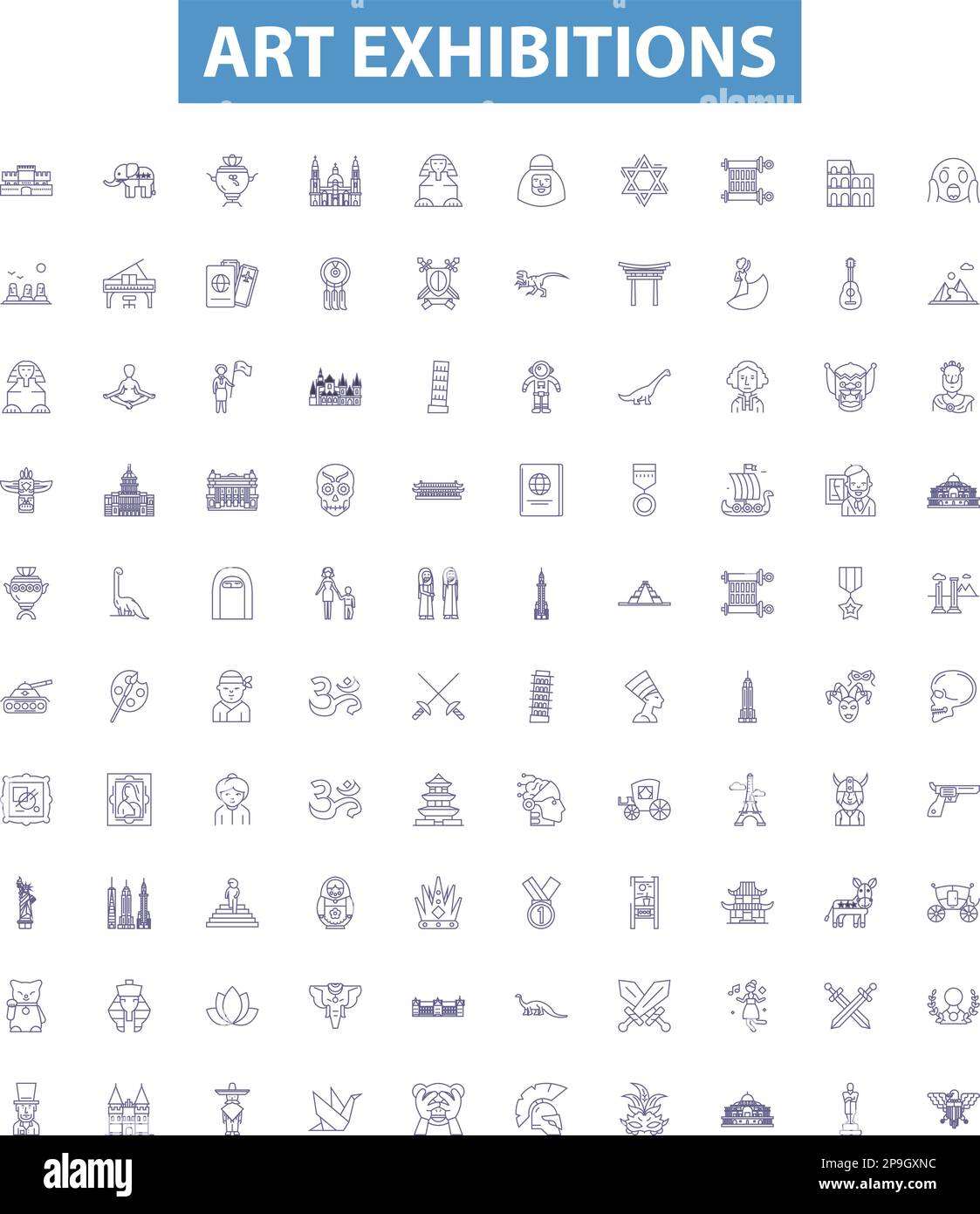 Art exhibitions line icons, signs set. Exhibitions, Art, Paintings ...