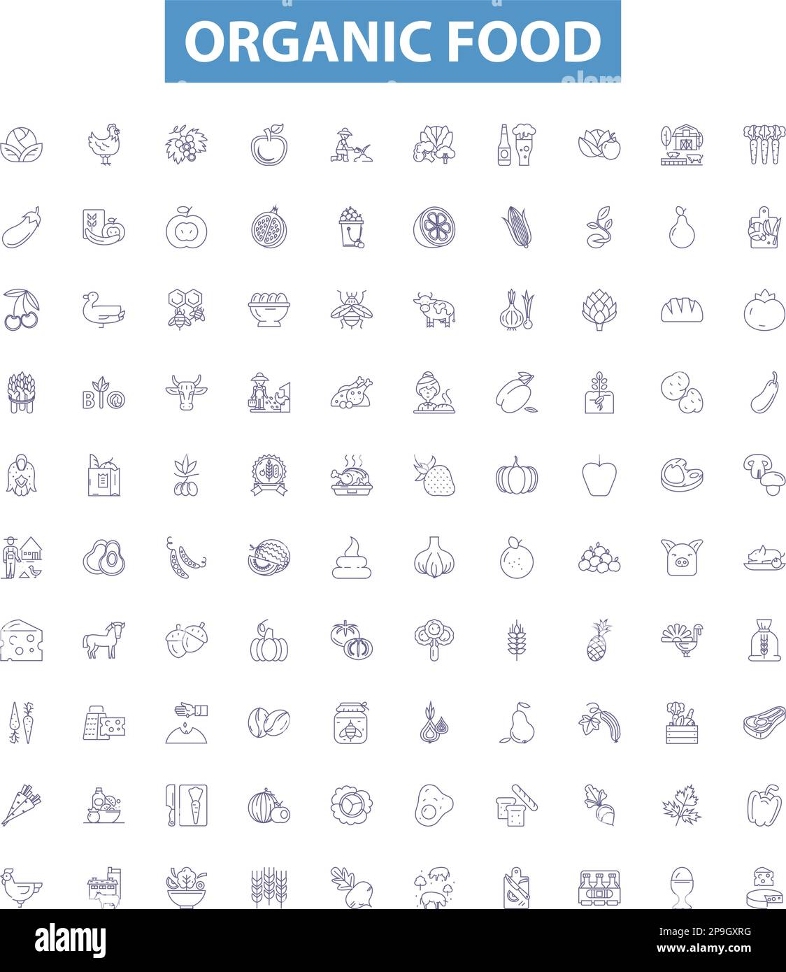 Organic food line icons, signs set. Organic, Food, Natural, Eco, Health ...