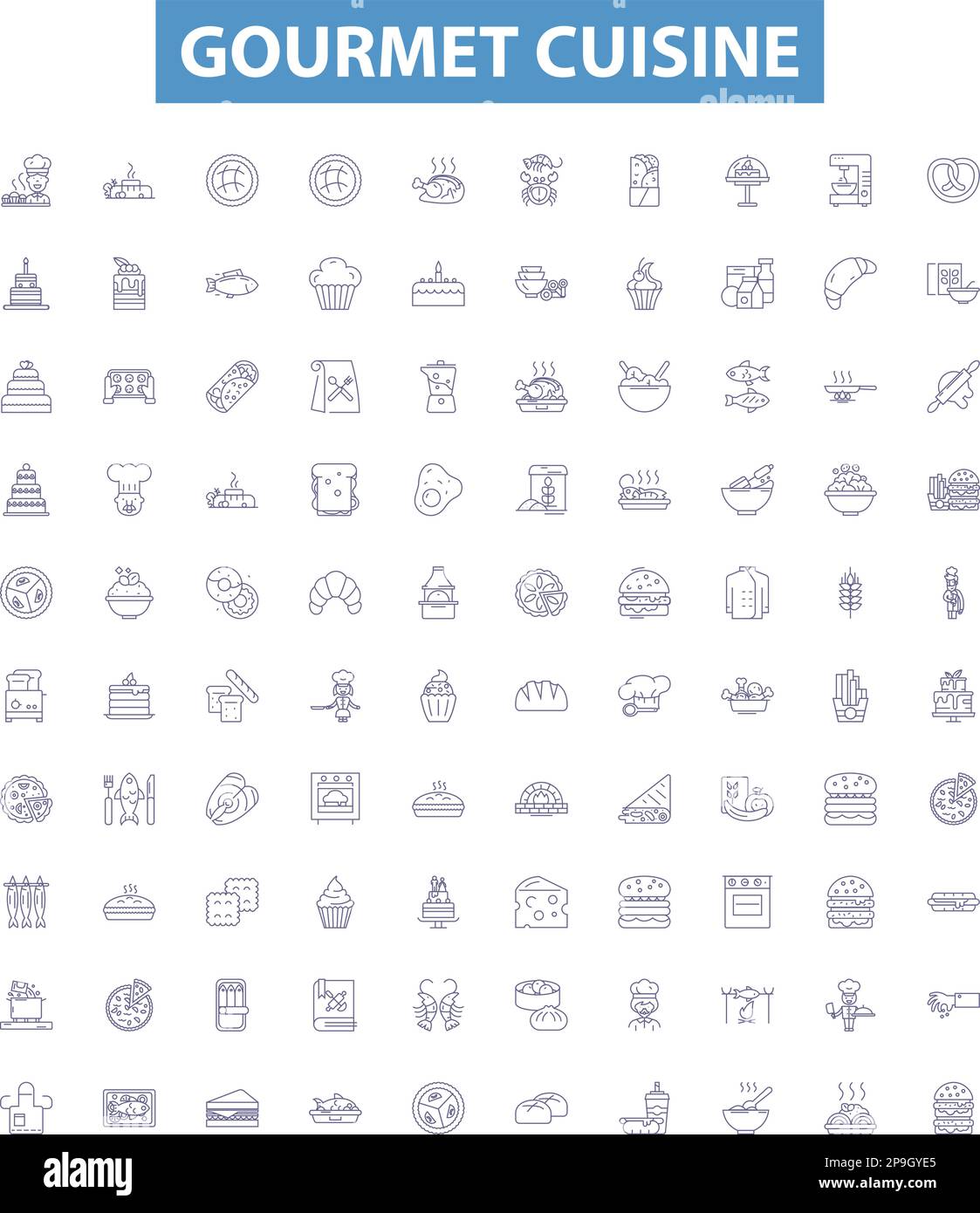 Gourmet cuisine line icons, signs set. Gourmet, cuisine, haute, food ...