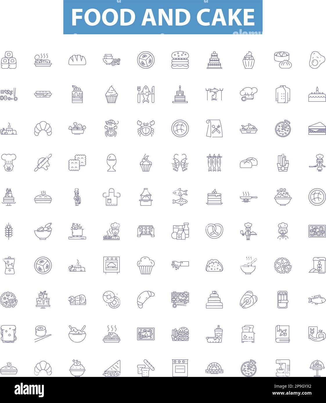 Food and cake line icons, signs set. Food, Cake, Cuisine, Bakery ...
