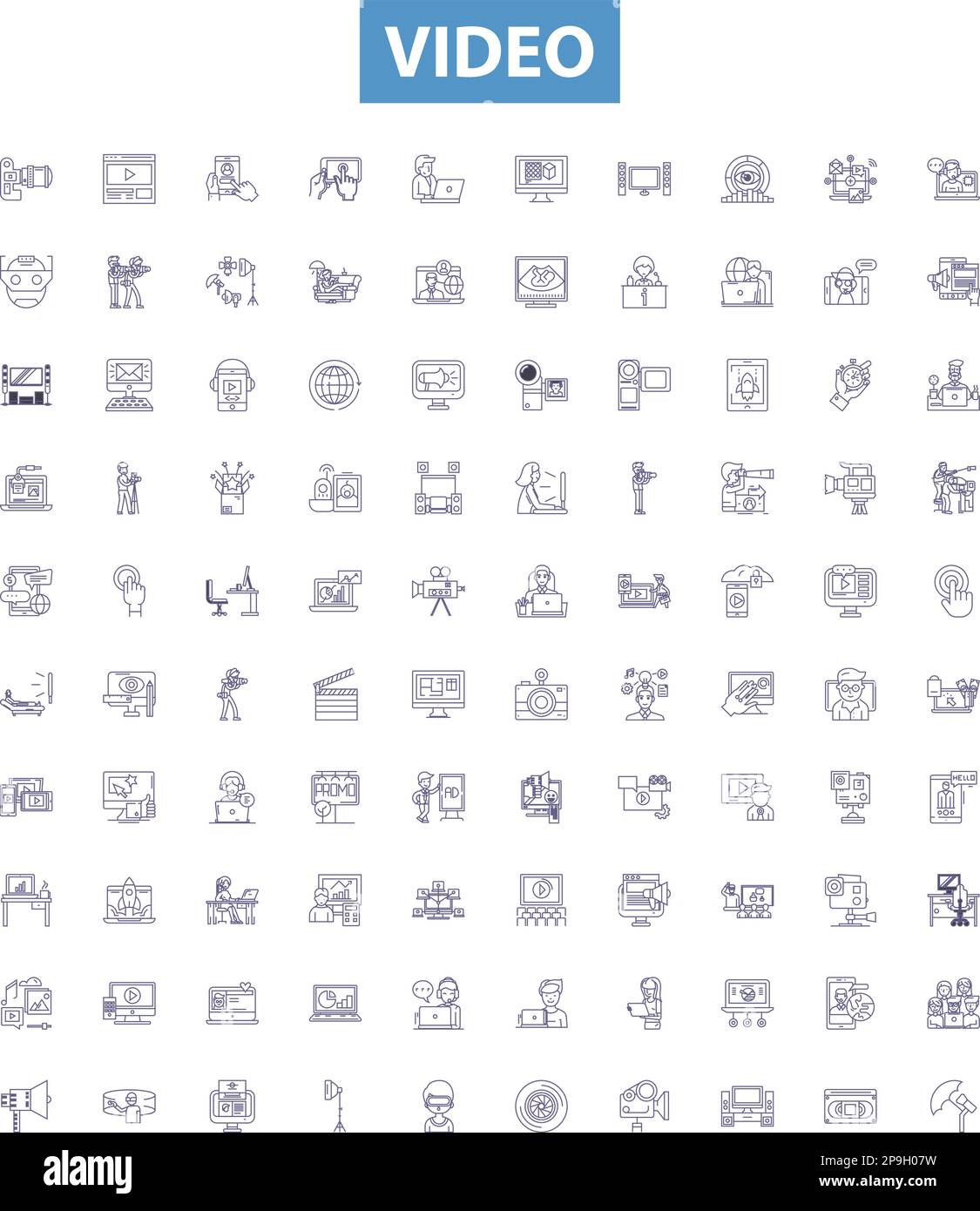 Video line icons, signs set. Movie, Clip, Film, Stream, YouTube ... Video line icons, signs set. Movie, Clip, Film, Stream, YouTube ...