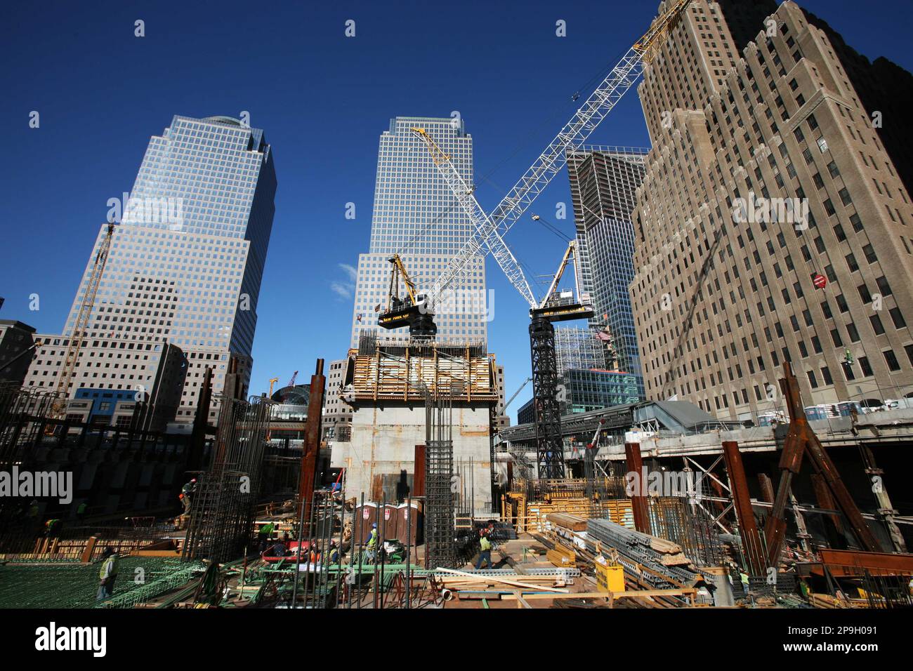 Construction continues on the Freedom Tower, center, at the World Trade ...