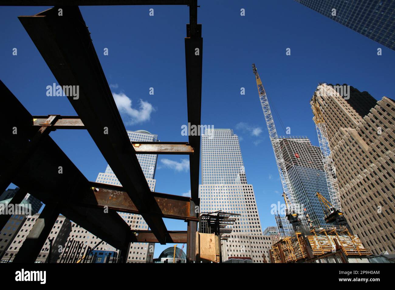 Steel beams begin to give shape to the World Trade Center Memorial ...