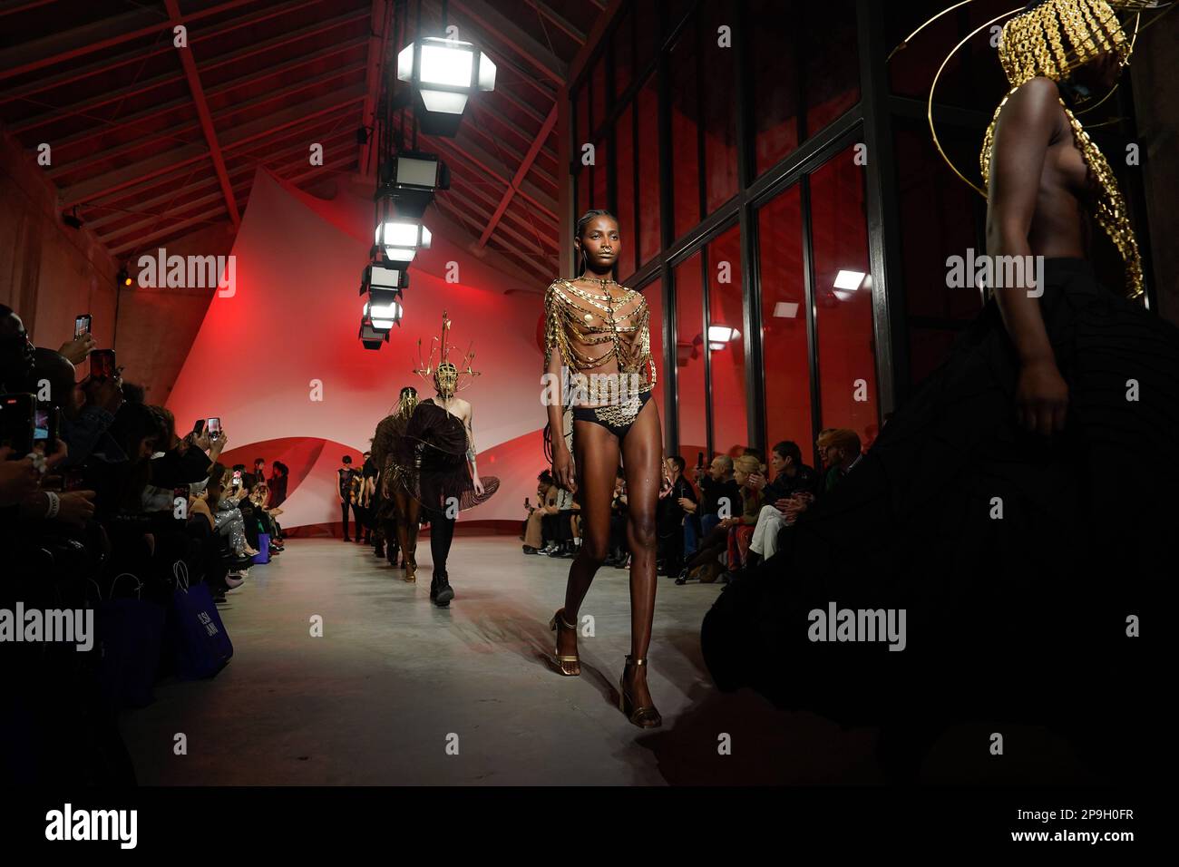 Lisbon, Portugal. 10th Mar, 2023. Models walk the runway during Valentim Quaresma fashion show ...