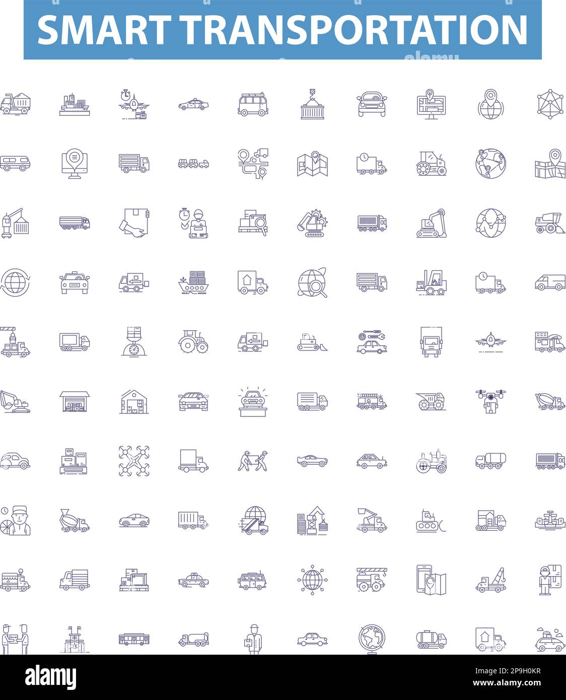 Smart transportation line icons, signs set. Smart, Transportation ...