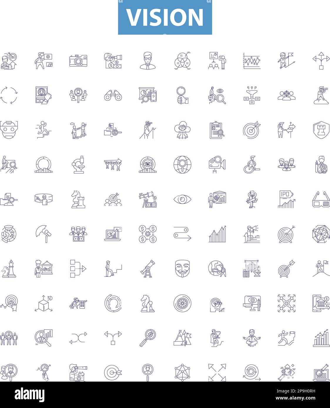 Vision line icons, signs set. Perception, Gaze, Imagination, Outlook ...