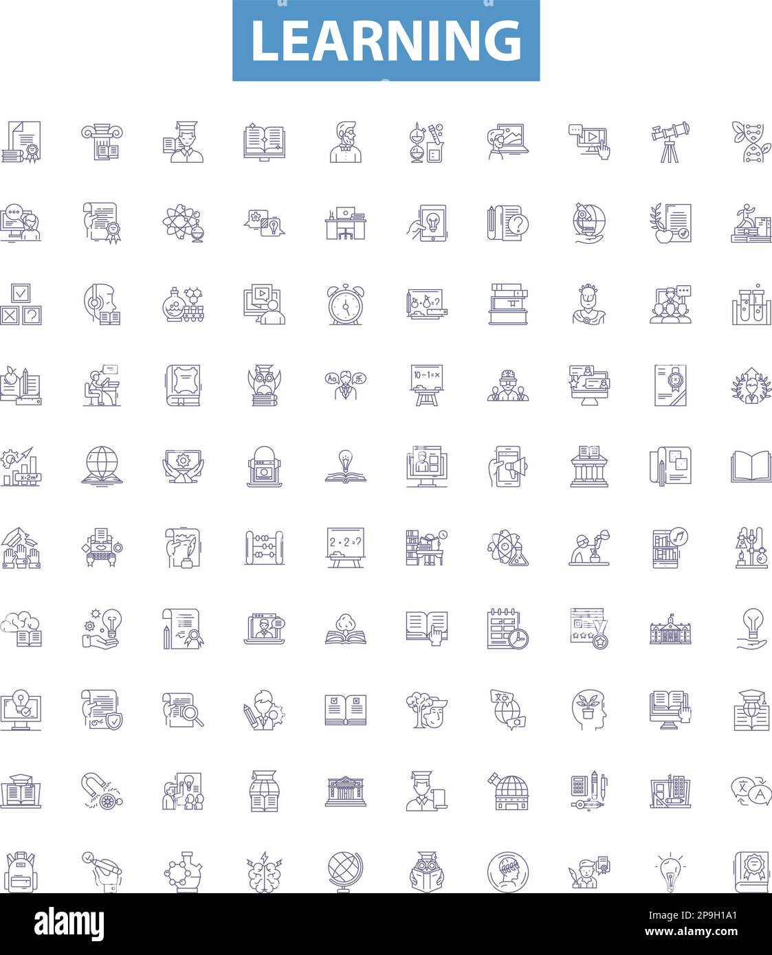 Learning line icons, signs set. Education, Study, Instruction ...