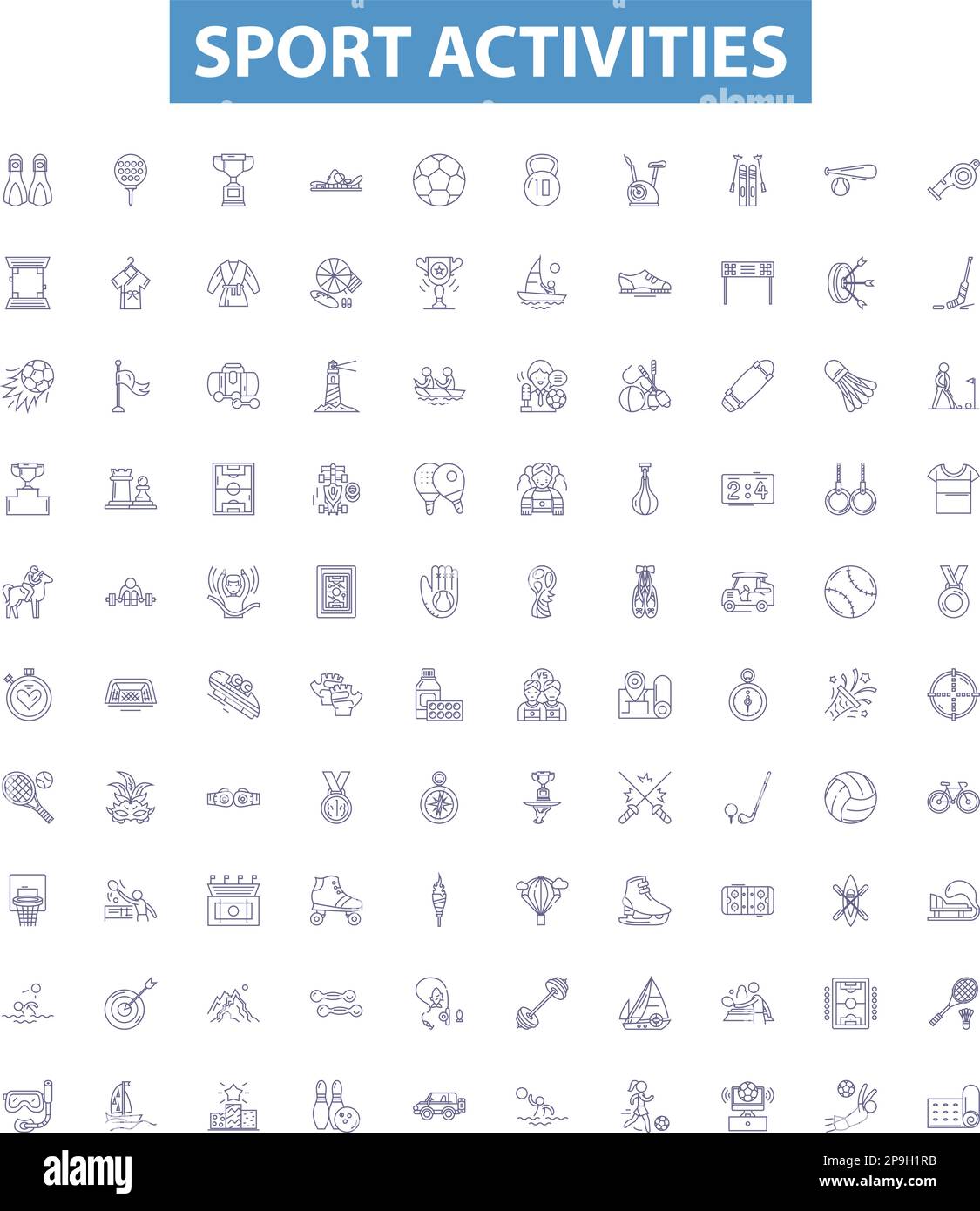 Sport activities line icons, signs set. Athletics, Rugby, Tennis ...