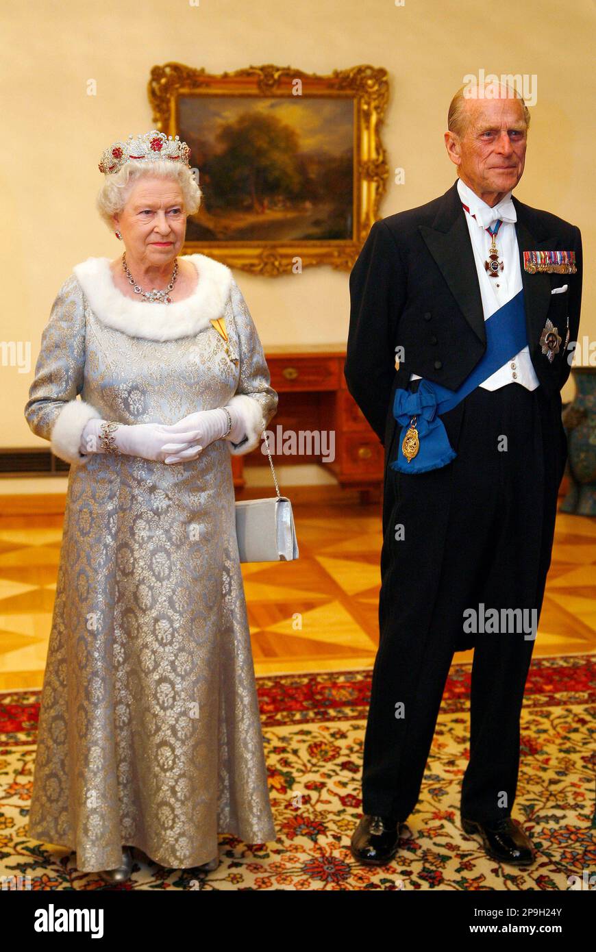 Britain's Queen Elizabeth II and Prince Philip are pictured before a ...