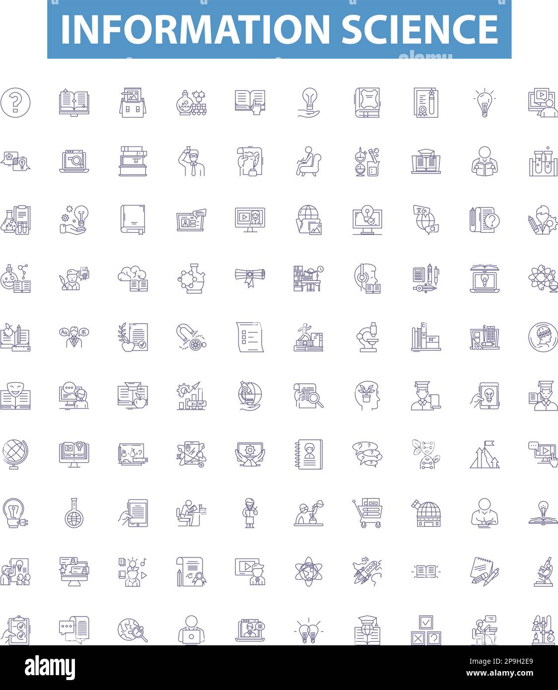 Information Science Line Icons Signs Set Information Science Data Analytics Technology
