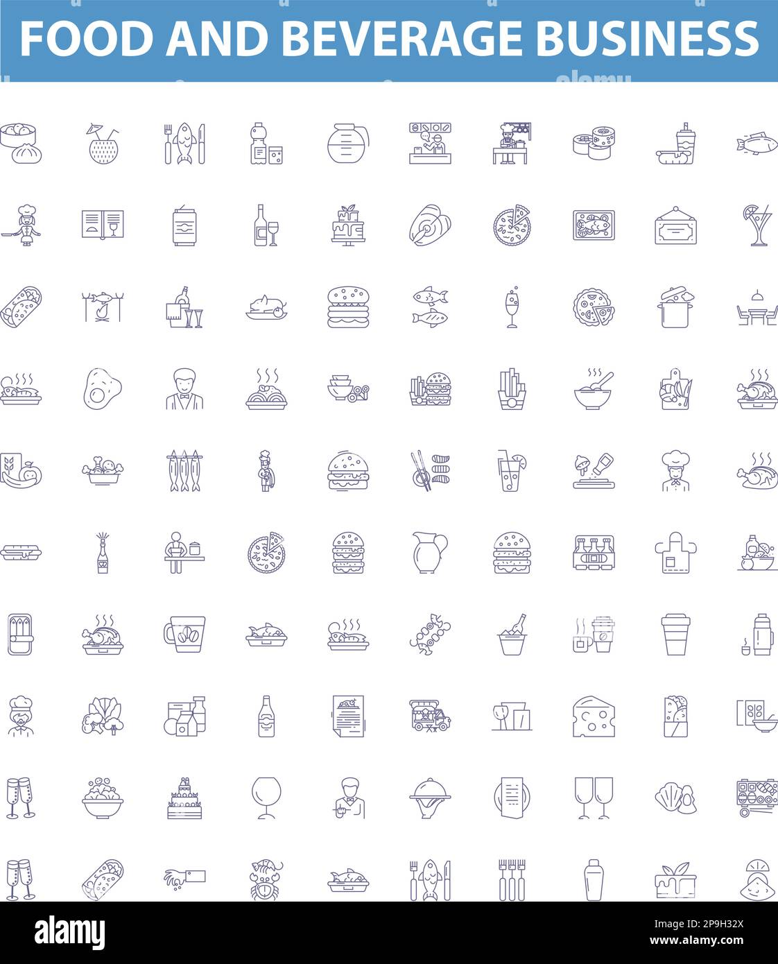Food and beverage business line icons, signs set. Food, Beverage, Business, Restaurant, Cafe ...
