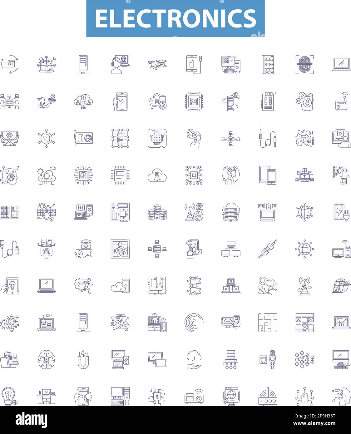 Electronics line icons, signs set. electronics, gadgets, technology, devices, appliances ...