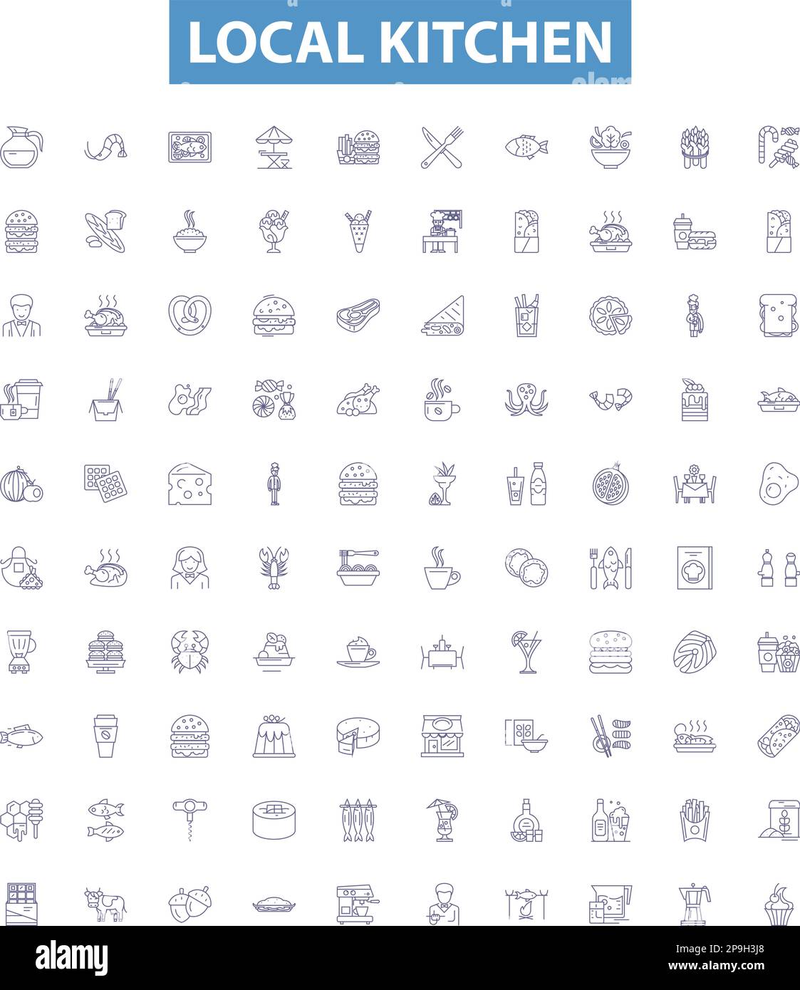 Local kitchen line icons, signs set. Cooking, Kitchen, Cuisine, Dish ...