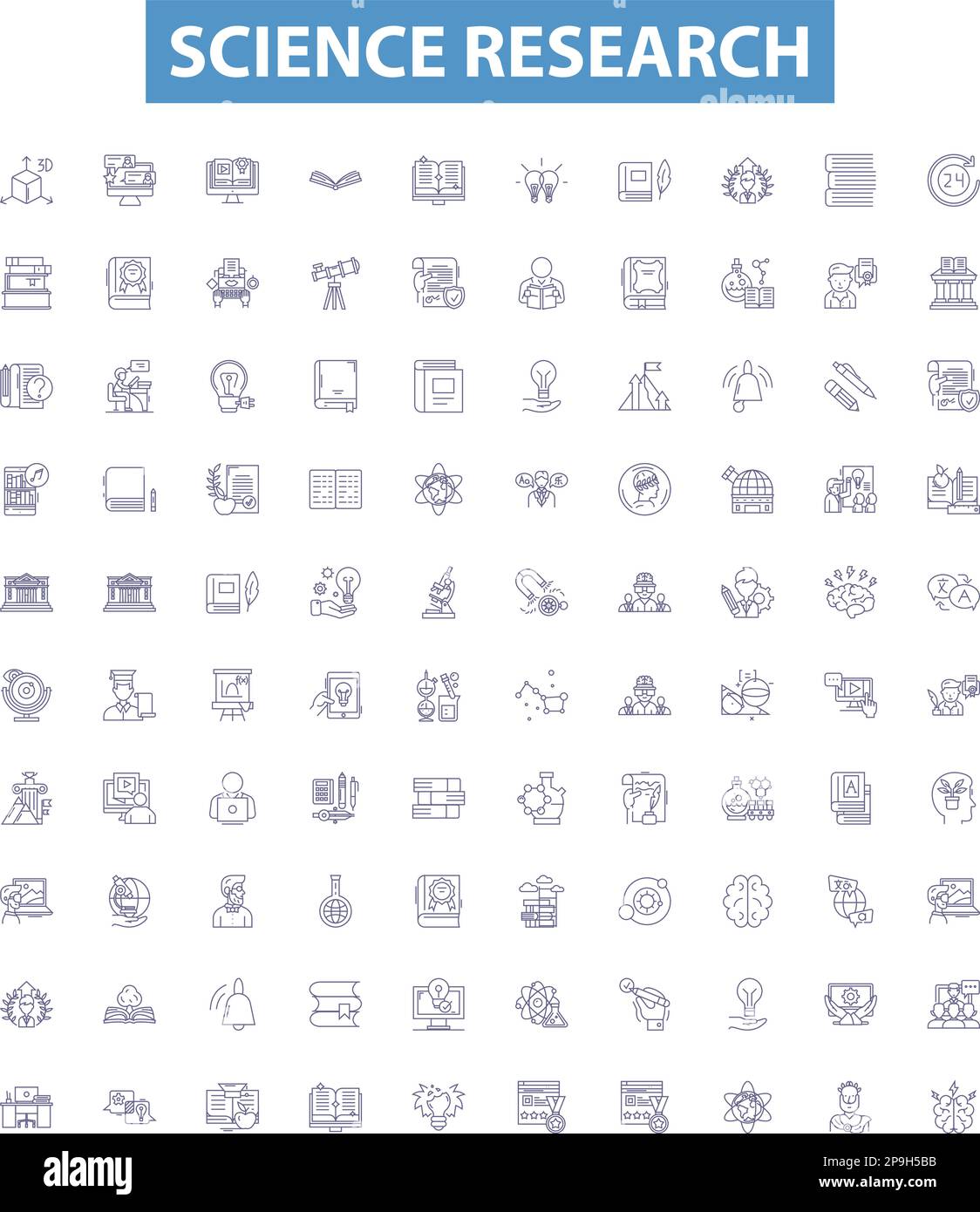 Science research line icons, signs set. Research, Science, Exploration ...