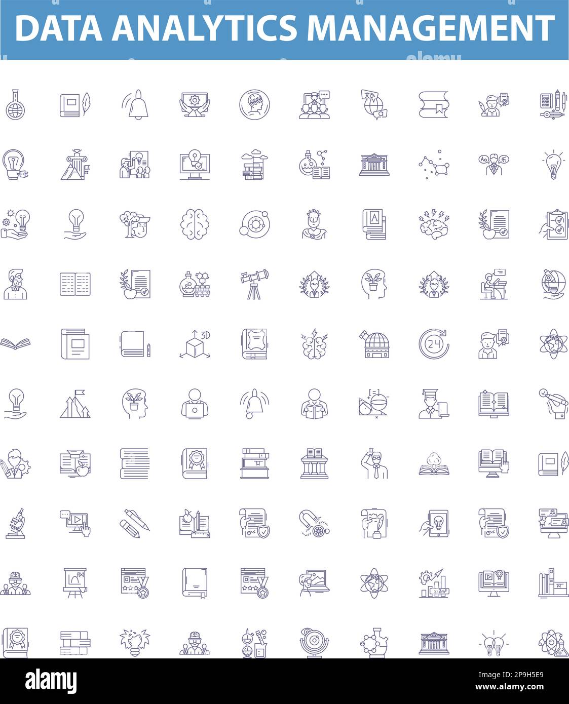 Data analytics management line icons, signs set. Data, Analytics, Management, Automation ...