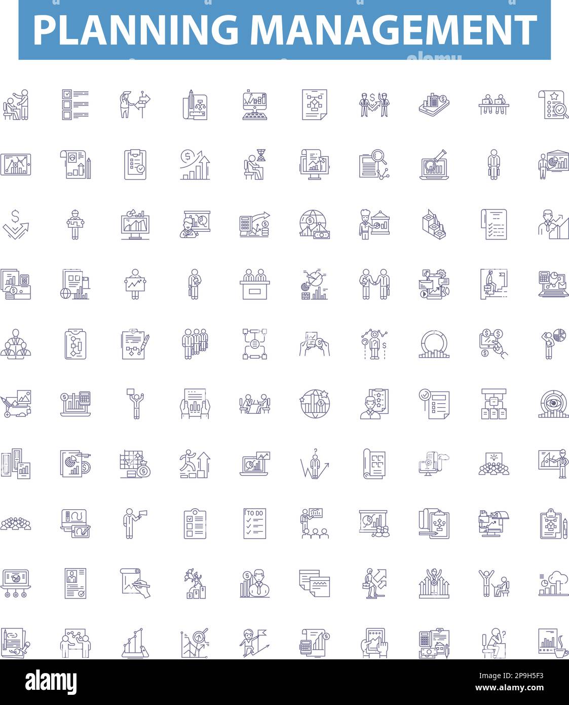 Planning management line icons, signs set. Planning, Management ...